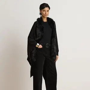 Ralph Lauren Faux-fur-trim Ruana - Black