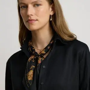 Ralph Lauren Floral Silk Diamond Scarf - Black
