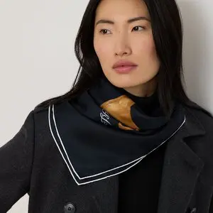 Ralph Lauren Dog Silk Square Scarf - Navy Multi