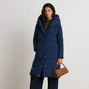 Ralph Lauren Oversize-collar Quilted Down Coat - Navy