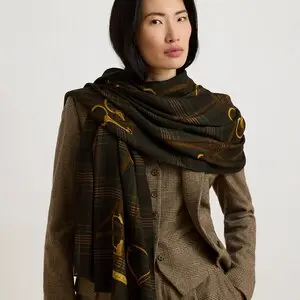 Ralph Lauren Plaid & Belting-print Wool Wrap Scarf - Brown