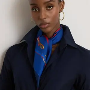 Ralph Lauren Logo & Belting-print Silk Square Scarf - Blue