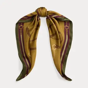 Ralph Lauren Glen Plaid & Belting-print Silk Scarf - Brown