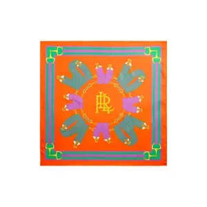 Ralph Lauren Equestrian-print Silk Square Scarf - Orange