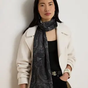 Ralph Lauren Paisley Silk Scarf - Black