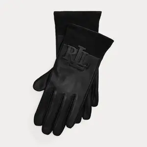 Ralph Lauren Logo-trim Sheepskin Tech Gloves - Black