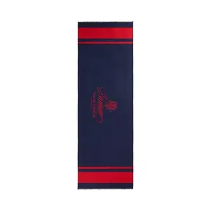 Ralph Lauren Two-tone Crest Jacquard Wrap Scarf - Navy/red