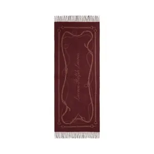 Ralph Lauren Fringe-trim Belting-motif Blanket Scarf - Garnet Multi