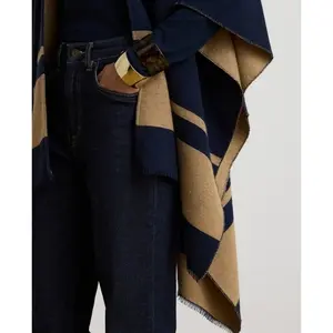 Ralph Lauren Two-tone Crest Jacquard Ruana