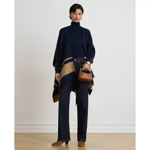 Ralph Lauren Two-tone Crest Jacquard Ruana