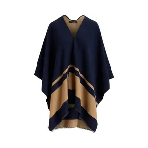 Ralph Lauren Two-tone Crest Jacquard Ruana