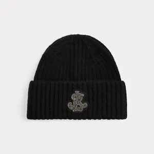 Ralph Lauren Embellished-bullion Rib-knit Beanie - Black