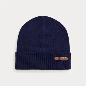 Ralph Lauren Buckle-trim Knit Beanie Navy