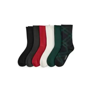 Ralph Lauren Plaid & Mini-cable Roll-top Sock 6-pack