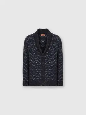 Missoni Buttoned Cardigan With Chevron Pattern - Blue