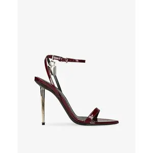 TOM FORD Padlock 105 Leather Heeled Sandals - Red/dark