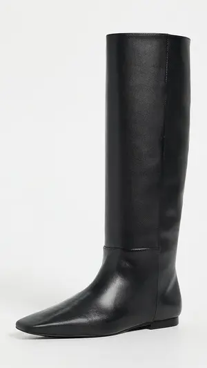 REFORMATION Remy Flat Knee Boots - Black Leather