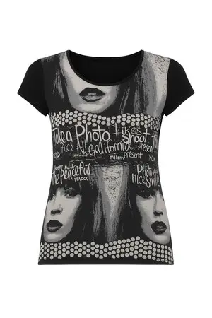 CONQUISTA Graphic Print Viscose-elastane Jersey Top