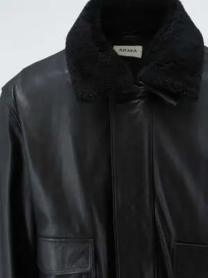 ARMA Bari Leather Jacket With Faux Fur Collar