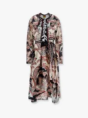 Farm Rio Viscose Tapestry Dream Longsleeve Midi Dress