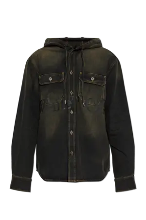 Off-White Denim Shirt With Hood - Black