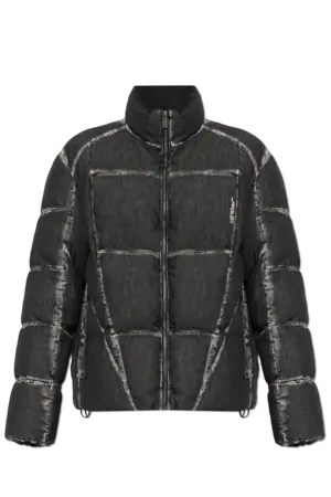 Off-White Insulated Jacket With Stand-up Collar - Black