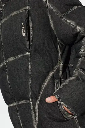 Off-White Insulated Jacket With Stand-up Collar