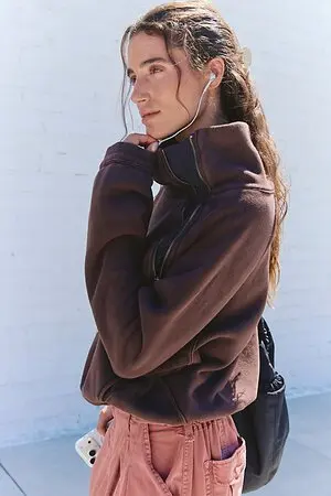 Free People Game Point Funnel Neck - Chocolate