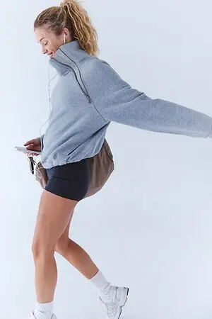 Free People Game Point Funnel Neck - Heather Grey