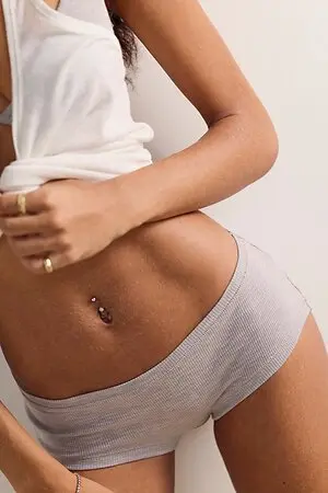 Free People Throw On Ribbed Boyshort Undies - Heather Grey