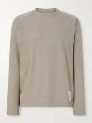 Satisfy Logo-appliquéd Ghostfleece™ Octa® Running Top - Brown