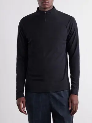 Literary Sport Claude Merino Wool And Coolmax®-blend Running Top - Black