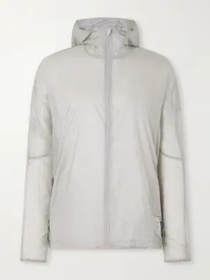 Satisfy Logo-appliquéd Rippy™ Ripstop-panelled Pertex® Diamond Fuse Hooded Jacket - Gray