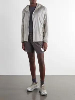 Satisfy Logo-appliquéd Rippy™ Ripstop-panelled Pertex® Diamond Fuse Hooded Jacket - Gray