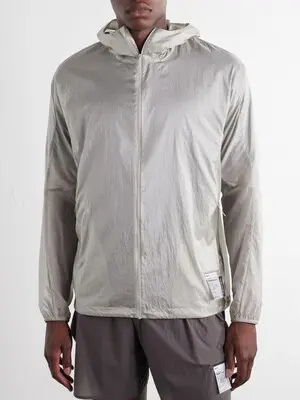 Satisfy Logo-appliquéd Rippy™ Ripstop-panelled Pertex® Diamond Fuse Hooded Jacket - Gray