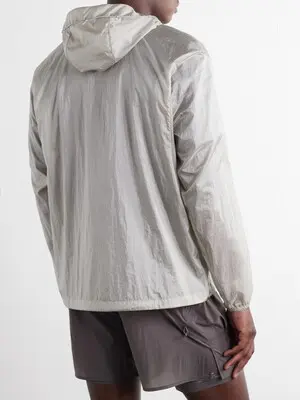 Satisfy Logo-appliquéd Rippy™ Ripstop-panelled Pertex® Diamond Fuse Hooded Jacket - Gray