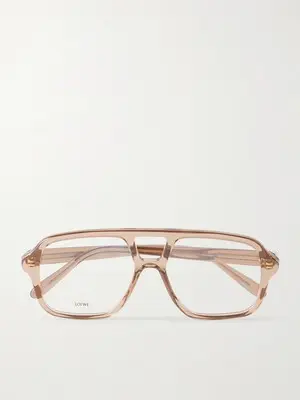 Loewe Slim Rectangular Aviator-style Acetate Glasses - Brown
