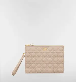 Dior Caro Zipped Pouch - Latte