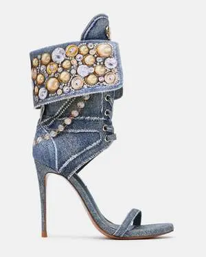 Steve Madden Casella Lace-up Heels - Denim Multi