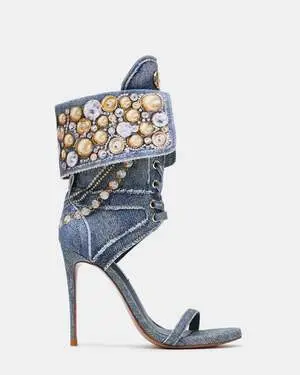 Steve Madden Casella Lace-up Heels - Denim Multi