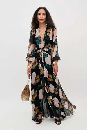 Rixo Meera Hydrangea Floral Charcoal Regular - Black