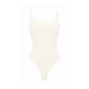 GOD SAVE QUEENS Second Skin Square-neck Bodysuit Vanilla - White