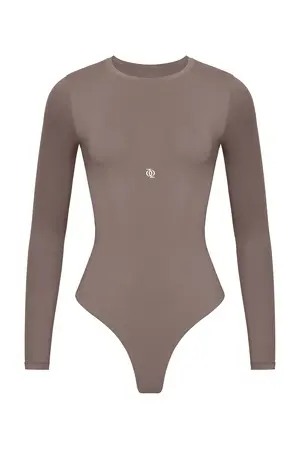 GOD SAVE QUEENS Second Skin Long Sleeve Crew-neck Bodysuit Mushroom - Brown