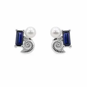 CIER Ocean Cluster Stud Earrings - Silver