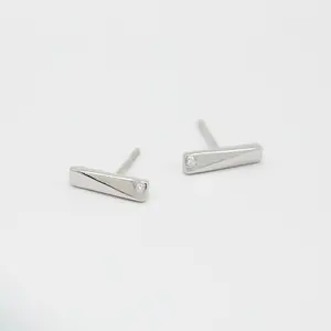 CIER Flex Diamond Stud Earrings - Silver