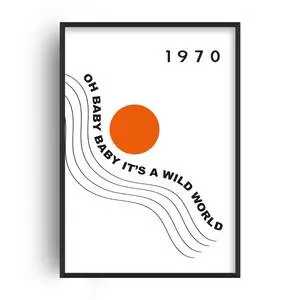 FANCLUB Wild World Abstract Music Inspired Retro Art Print A2 - Red