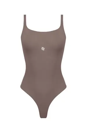 GOD SAVE QUEENS Second Skin Square-neck Bodysuit Mushroom - Brown