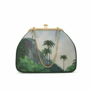 BOSSA BRASIL Rio Print Canvas And Leather Shoulder Bag – Redentor - Black