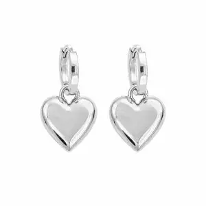 CIER Huggie Heart Drop Earrings - Silver