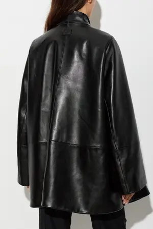 Loewe Leather Coat With Peplum